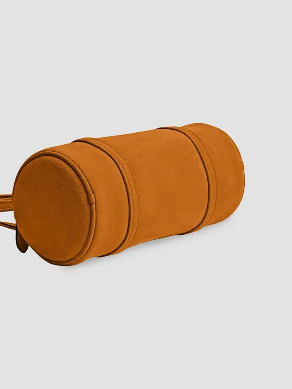 COACH Kisslock Barrel Suede Shoulder Bag
