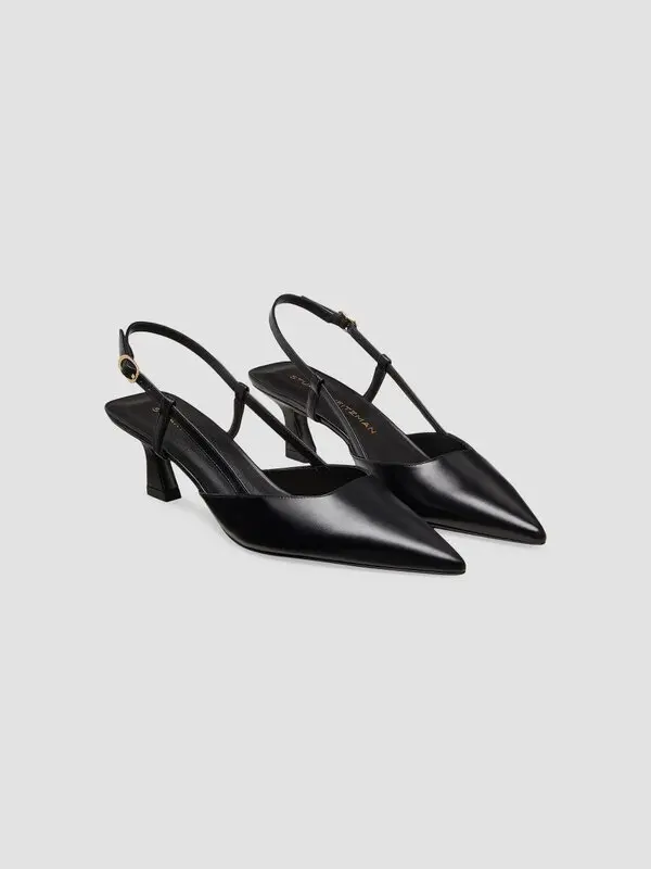STUART WEITZMAN Vinnie 50mm Leather Slingback Pumps - Black