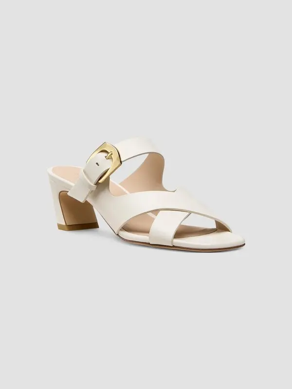 STUART WEITZMAN Sai 50mm Leather Block-heel Sandals - Cream