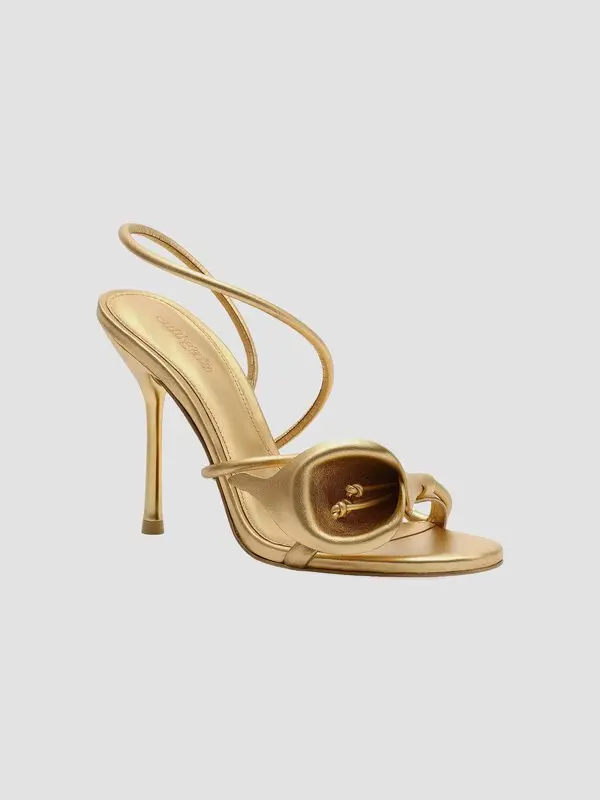 Cult Gaia Cassidy 100mm Floral Metallic Leather Slingback Sandals