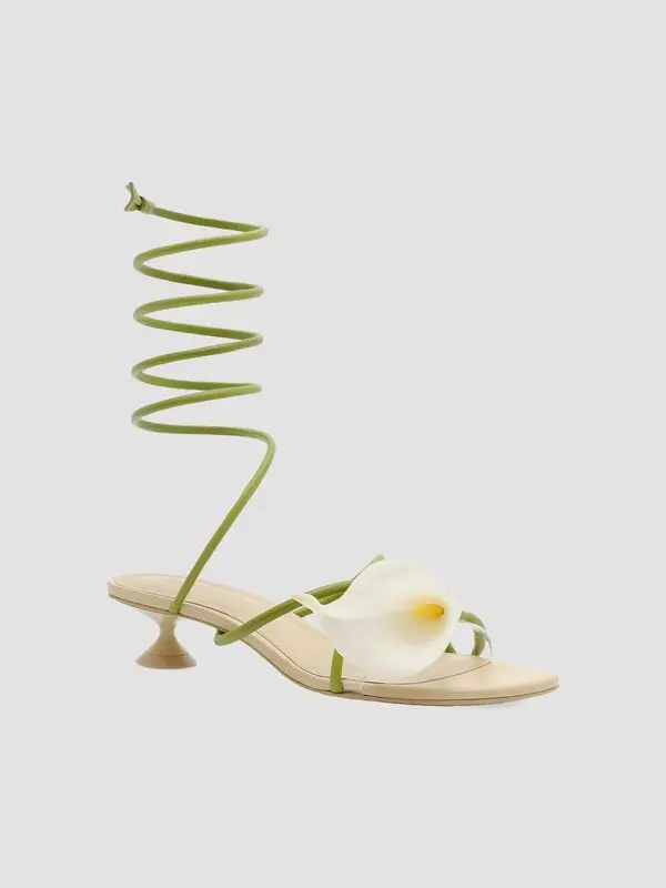 Cult Gaia Claire 38mm Flower-detail Leather Sandals
