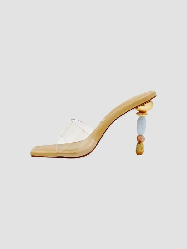 Cult Gaia Mahina 100mm Beaded-heel Leather Sandals - Clear Bauble Multi
