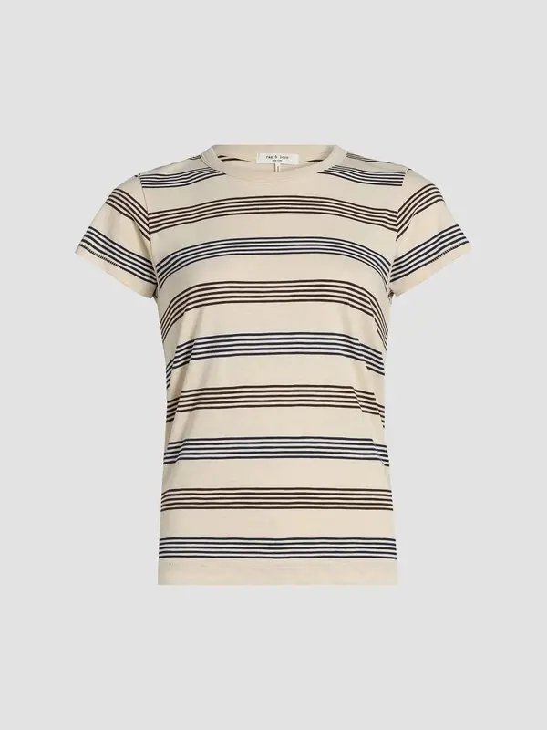 Rag & Bone The Slub Striped Cotton T-shirt - Ivory Multi