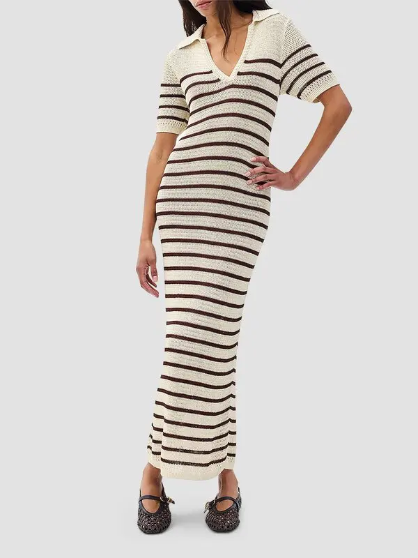 Rag & Bone Costi Striped Cotton-blend Knit Maxi Dress