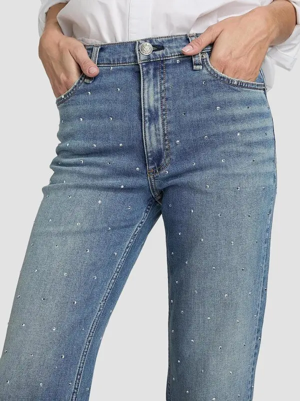 Rag & Bone Harlow Rhinestone-embellished Straight Jeans