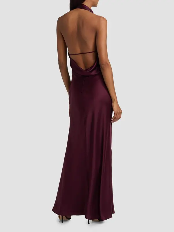 Simkhai Reannon Draped Satin Halter Gown