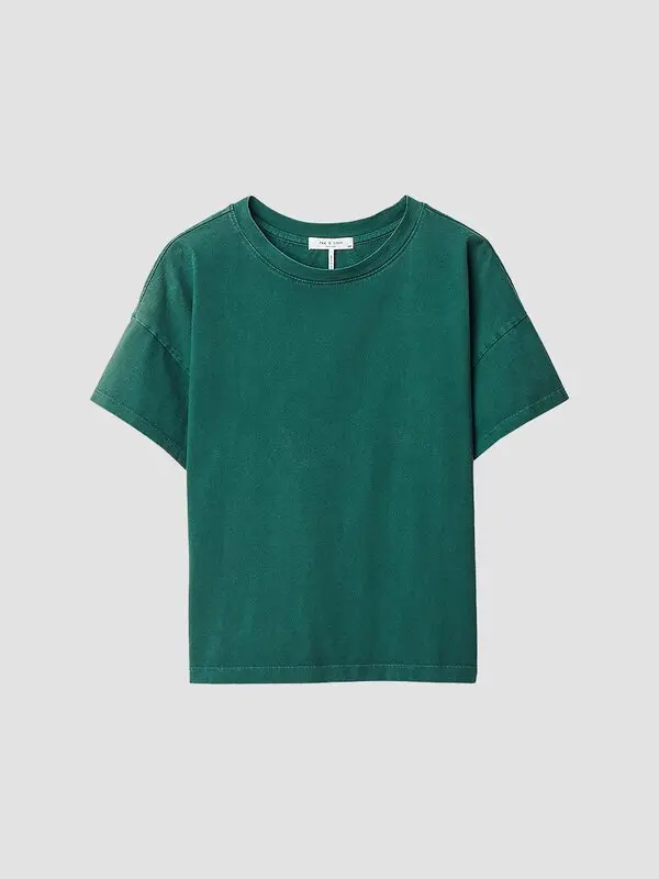Rag & Bone Kelly Distressed Washed Boxy T-shirt - Forest