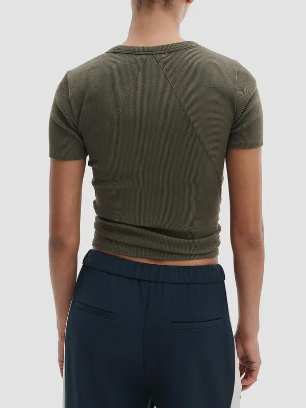 Rag & Bone Essential Rib Stretch-cotton Crewneck T-shirt - Olive