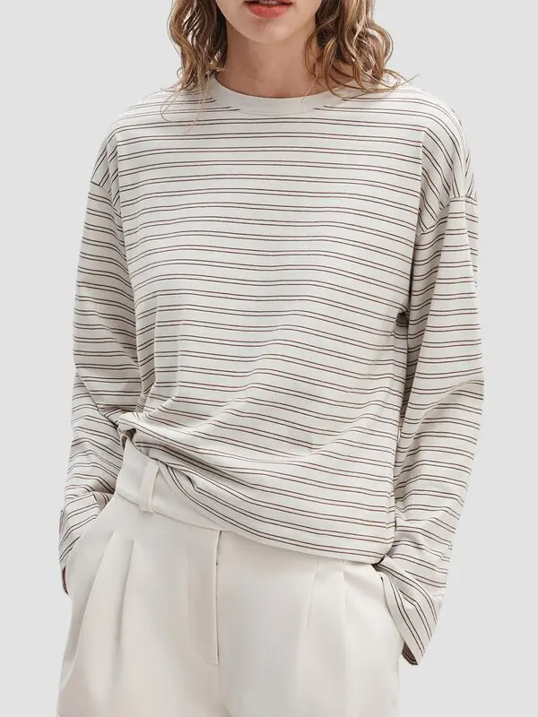 Rag & Bone Kelly Striped Boxy Long-sleeve T-shirt