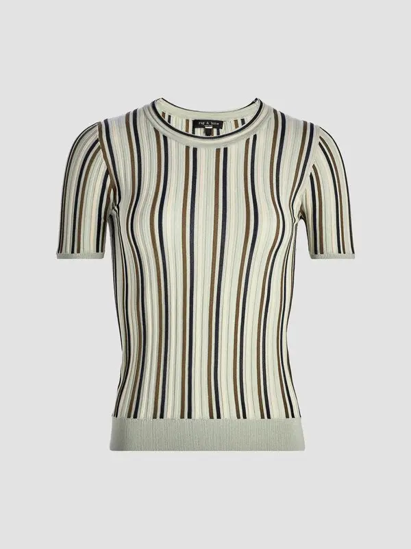 Rag & Bone Victoria Striped Rib-knit Top - Blue Multi