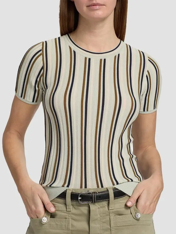 Rag & Bone Victoria Striped Rib-knit Top - Blue Multi