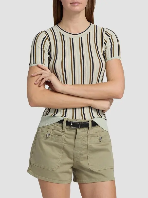 Rag & Bone Victoria Striped Rib-knit Top - Blue Multi