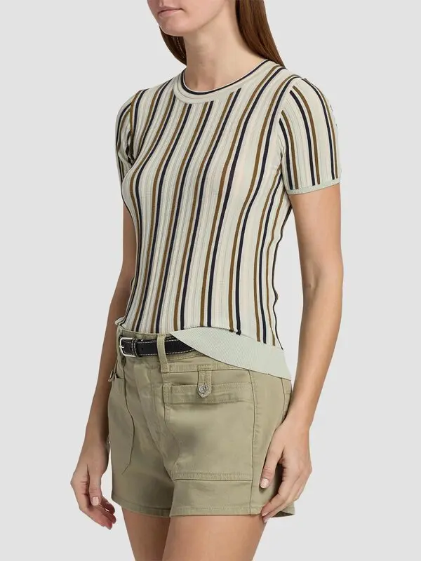 Rag & Bone Victoria Striped Rib-knit Top - Blue Multi