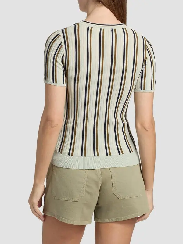 Rag & Bone Victoria Striped Rib-knit Top - Blue Multi