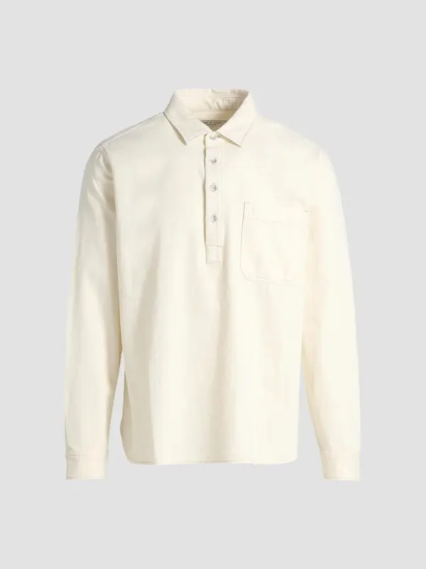 Rag & Bone Denim Long-sleeve Polo Shirt - Ecru