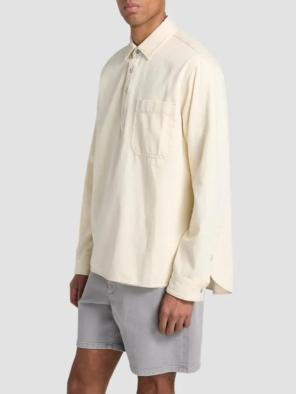 Rag & Bone Denim Long-sleeve Polo Shirt - Ecru