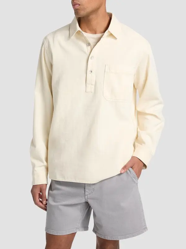 Rag & Bone Denim Long-sleeve Polo Shirt - Ecru