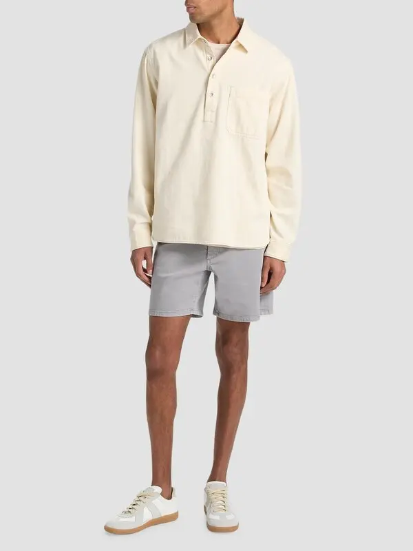 Rag & Bone Denim Long-sleeve Polo Shirt - Ecru