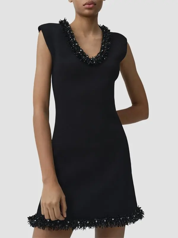 Simkhai Suki Embellished Sequin V-neck Mini Dress - Black