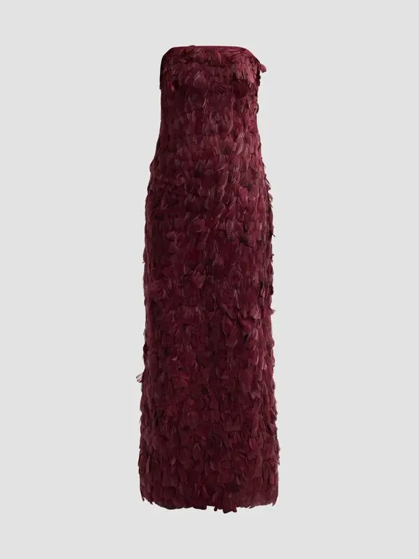 Simkhai Malvina Feather Strapless Gown