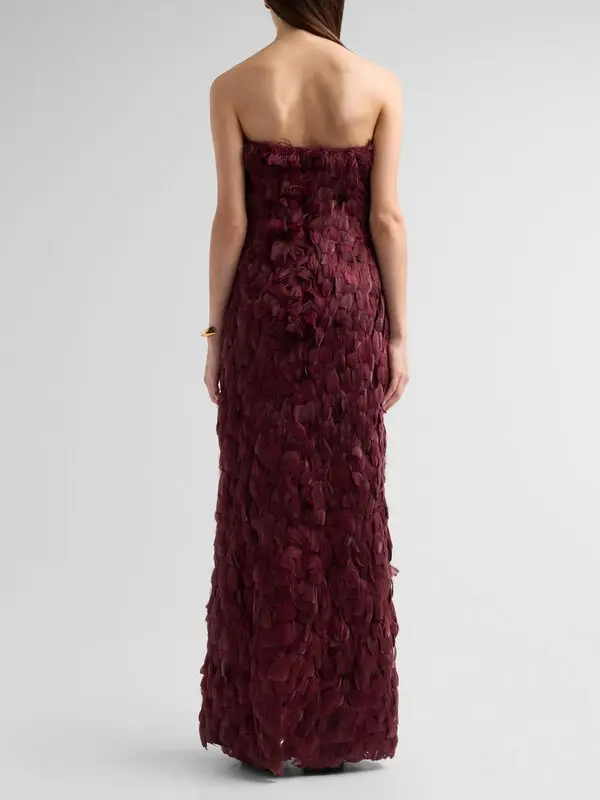 Simkhai Malvina Feather Strapless Gown