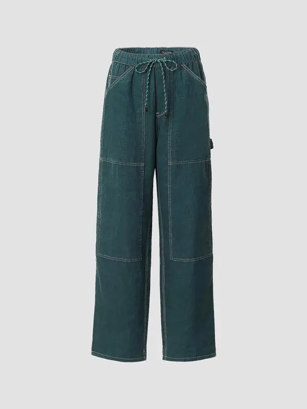 Rag & Bone Atlas Linen Straight-leg Drawstring Pants - Forest