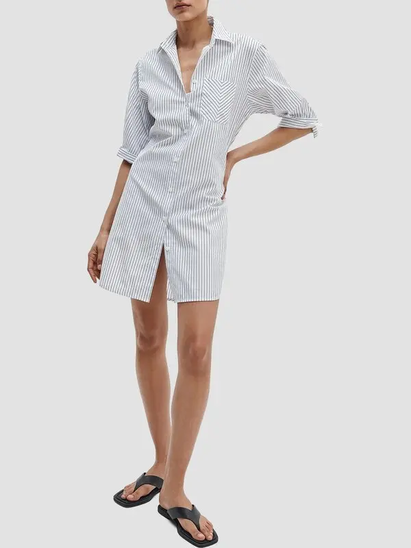 Rag & Bone Lucia Striped Cotton Mini-shirtdress - Navy Stripe