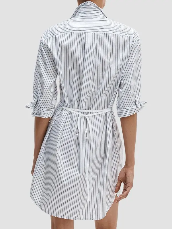 Rag & Bone Lucia Striped Cotton Mini-shirtdress - Navy Stripe