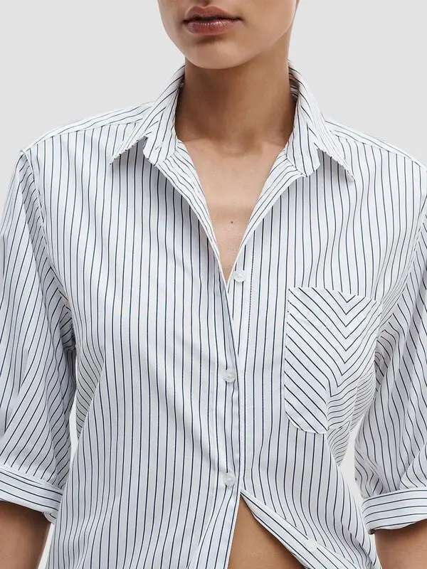 Rag & Bone Lucia Striped Cotton Mini-shirtdress - Navy Stripe