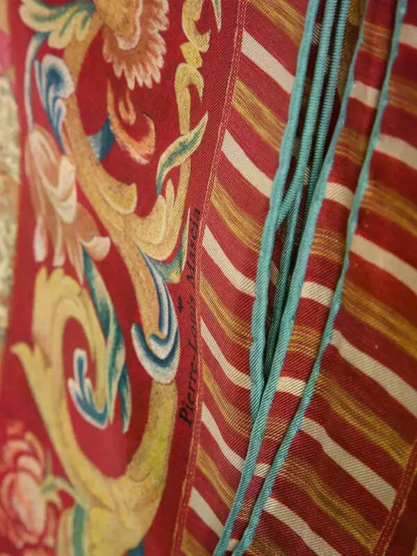 PIERRE-LOUIS MASCIA Floral-print Striped Scarf - Red