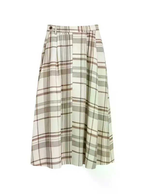 Brunello Cucinelli Check-print Pleated Midi Skirt