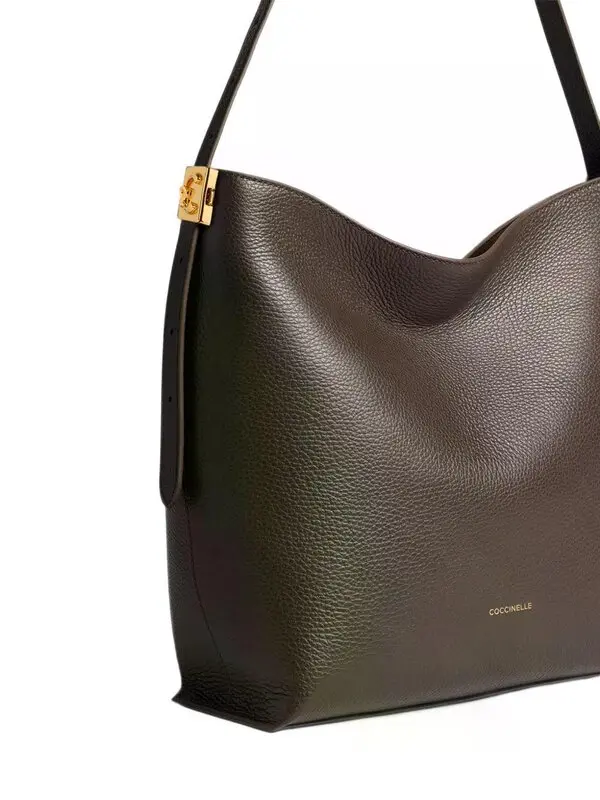 COCCINELLE C-me Lock Leather Shoulder Bag - Brown