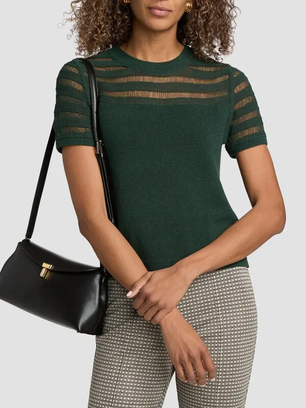 Rag & Bone Britt Pointelle Short-sleeve Knit Top - Forest