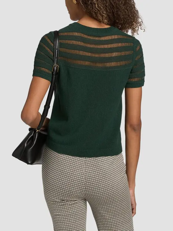 Rag & Bone Britt Pointelle Short-sleeve Knit Top - Forest