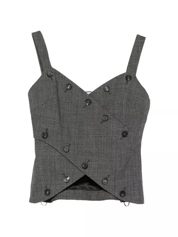 FERRAGAMO Mouliné Button-up Top - Grey