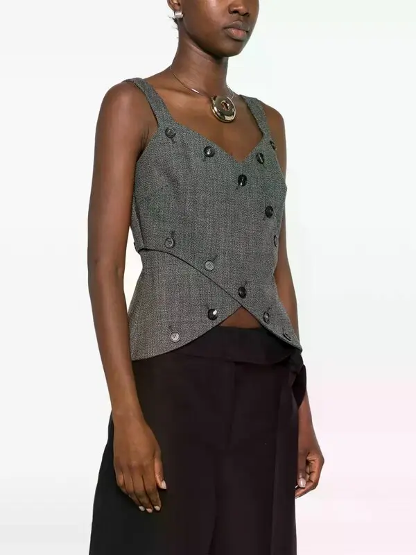 FERRAGAMO Mouliné Button-up Top - Grey