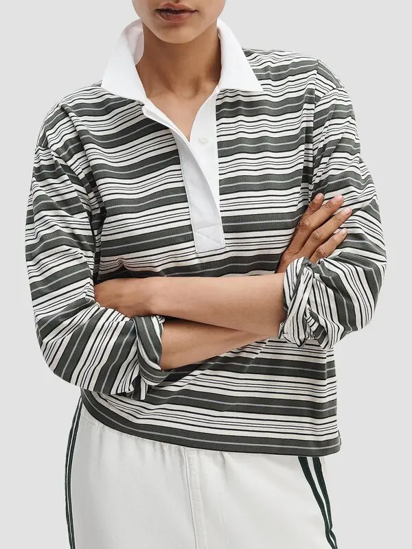 Rag & Bone Kelly Striped Cotton Polo Shirt