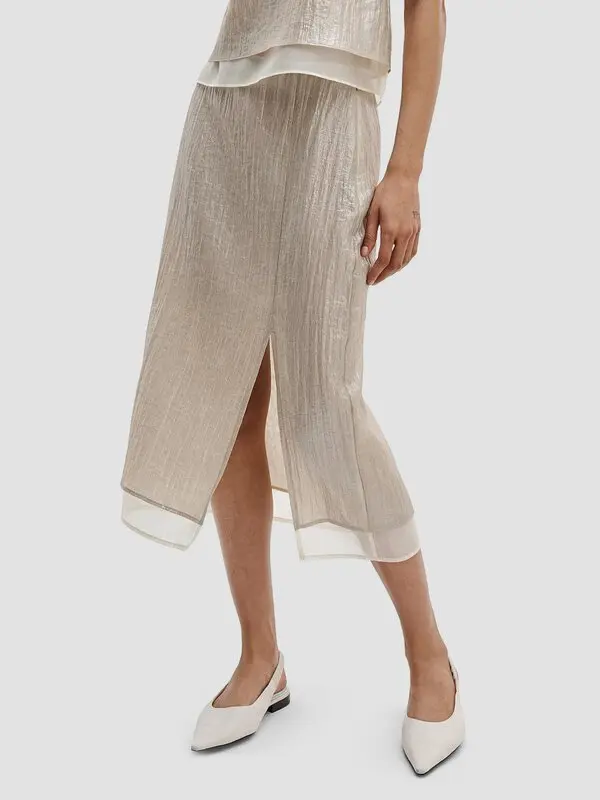 Rag & Bone Suki Metallic Crinkled Midi-skirt - Beige