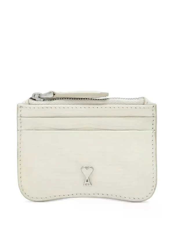 AMI Paris De Coeur Lizard-effect Card Holder - Neutrals