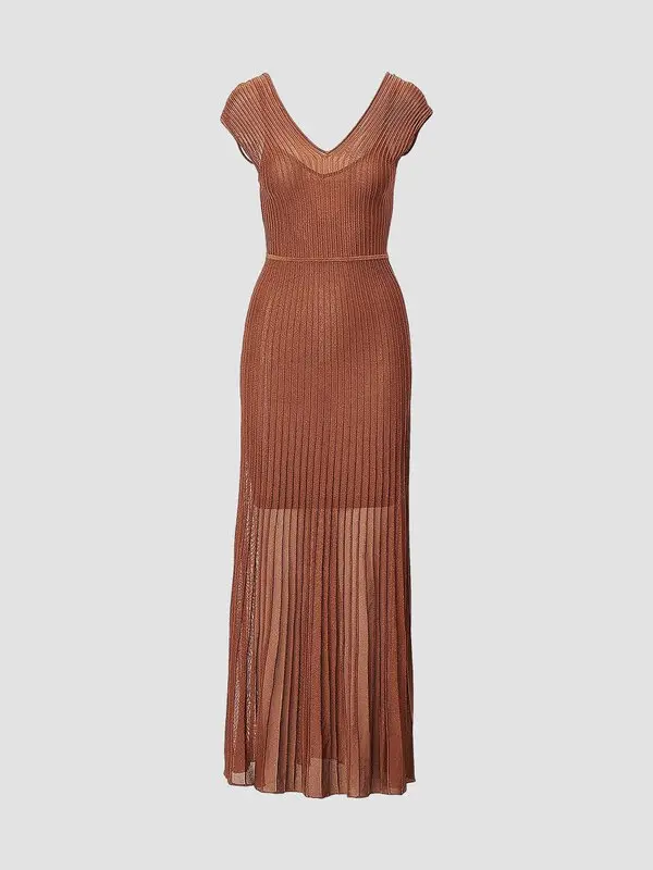 Rag & Bone Aubrey Metallic Rib-knit Maxi Dress - Rust