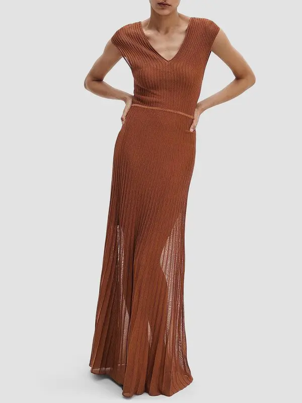 Rag & Bone Aubrey Metallic Rib-knit Maxi Dress