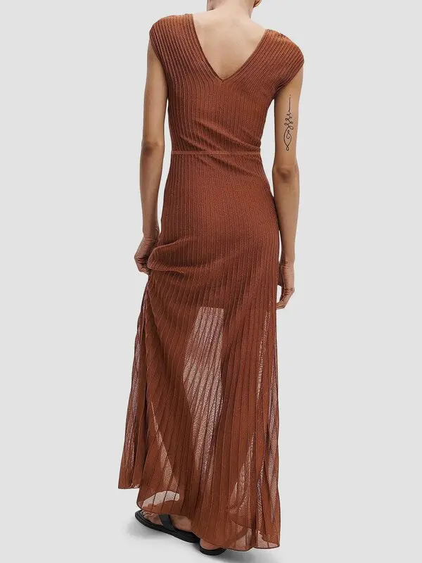 Rag & Bone Aubrey Metallic Rib-knit Maxi Dress