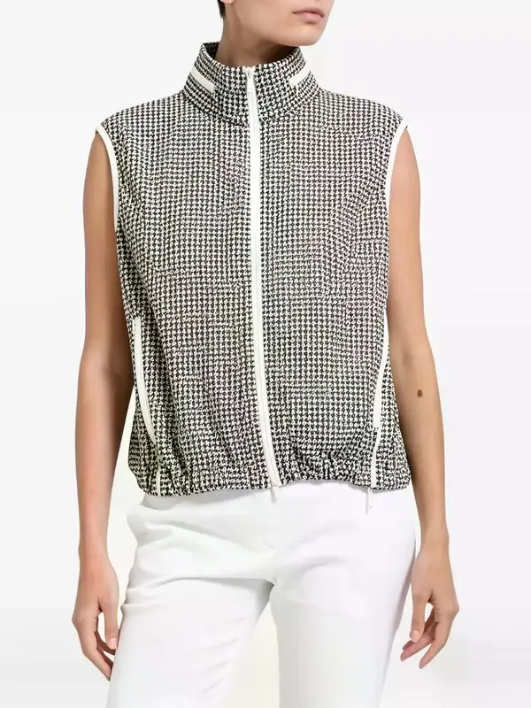Brunello Cucinelli Houndstooth-pattern Zip-up Gilet - Black