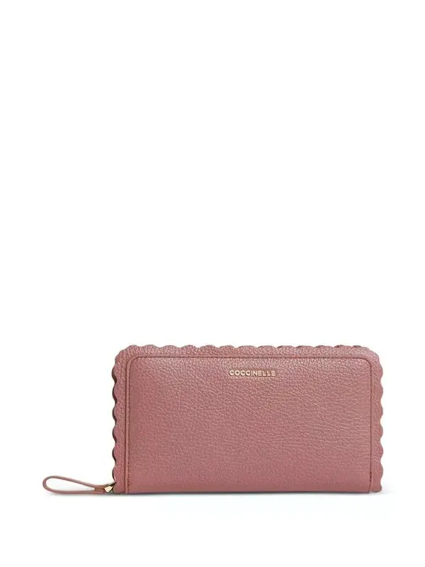 COCCINELLE Large Leather Lace Scalloped-edge Pebbled Wallet - Pink