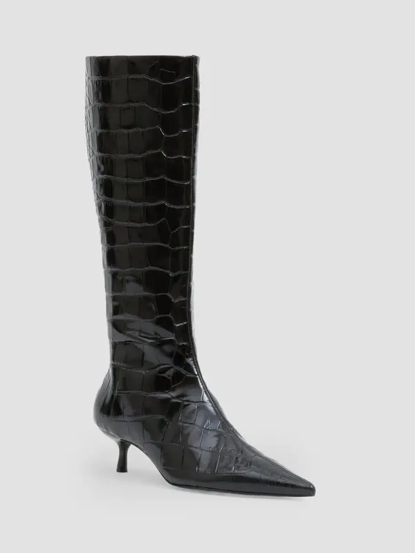 Simkhai Janine Croc-embossed Leather Knee-high Boots