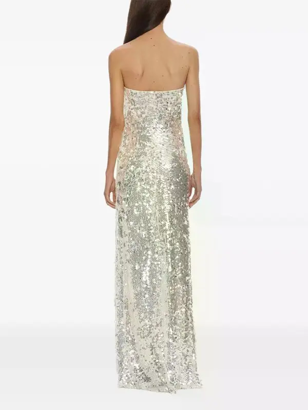 Christopher Esber Opaline Arced Palm Sequinned Strapless Maxi Dress