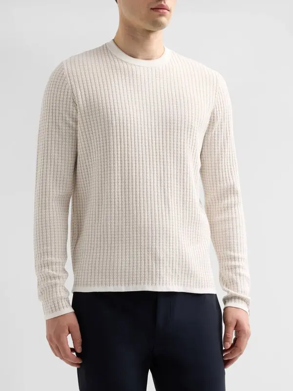 Rag & Bone Harvey Textured Knit Crewneck Top - Chalk
