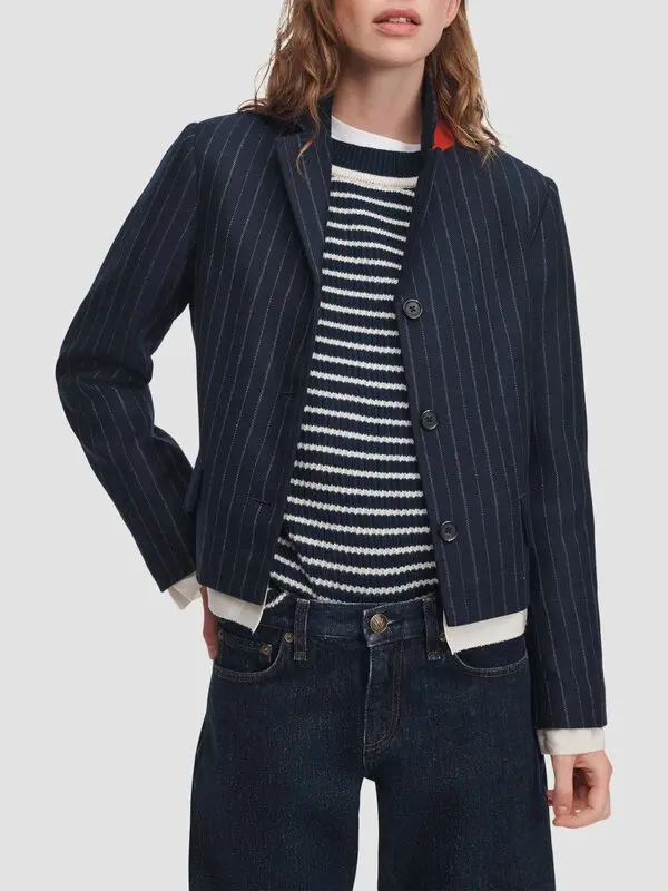 Rag & Bone Lawrence Pinstripe Crop Blazer