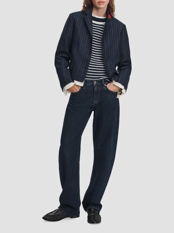 Rag & Bone Lawrence Pinstripe Crop Blazer - Navy Multi