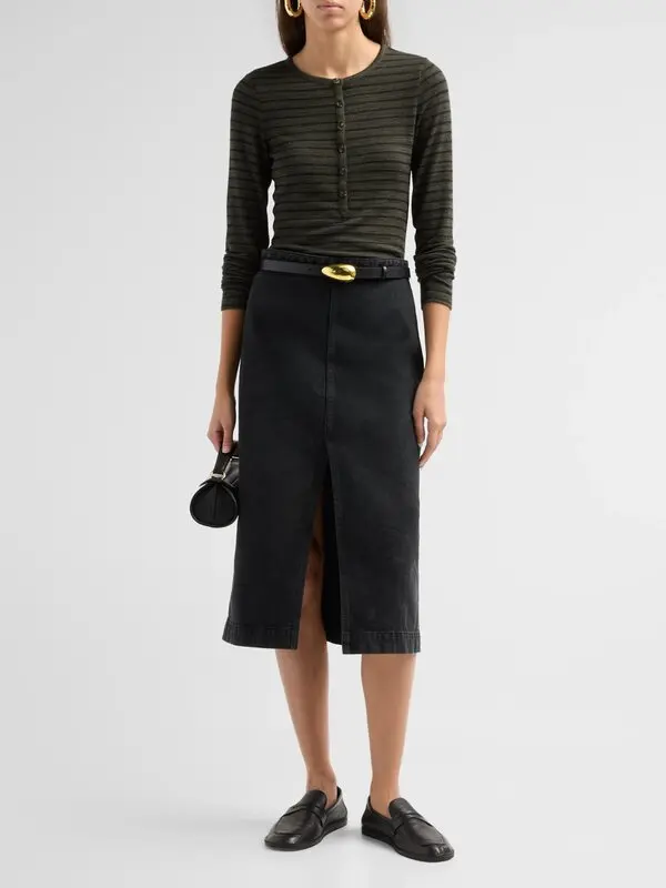 Rag & Bone The Knit Striped Henley - Olive Multi